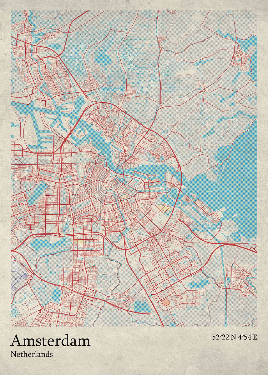 'Amsterdam city map' Poster, picture, metal print, paint by Iwoko ...