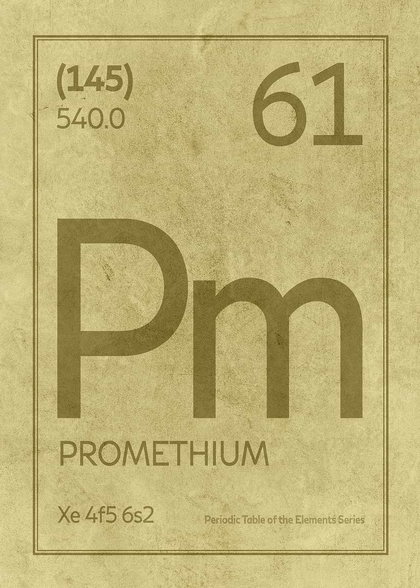'Promethium Element Symbol' Poster, picture, metal print, paint by ...