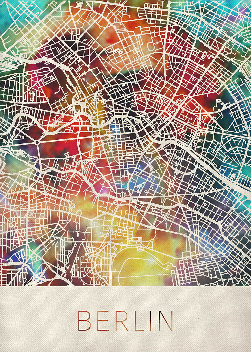 'Berlin Street Map' Poster, picture, metal print, paint by Design ...