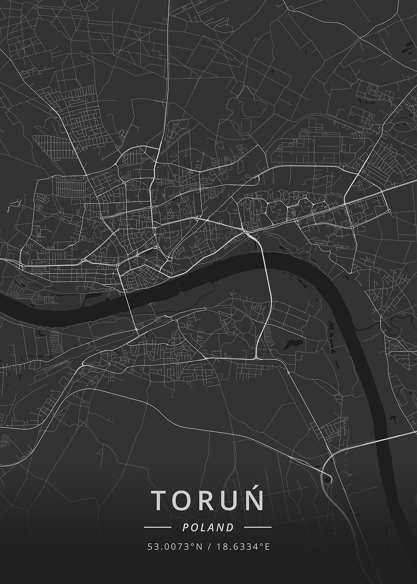 'Torun, Poland' Poster, picture, metal print, paint by Designer Map Art ...