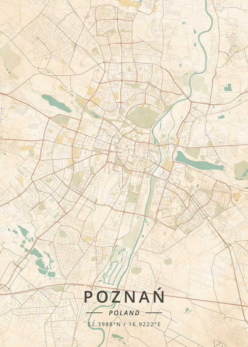 'Poznan Poland' Poster, picture, metal print, paint by Designer Map Art ...