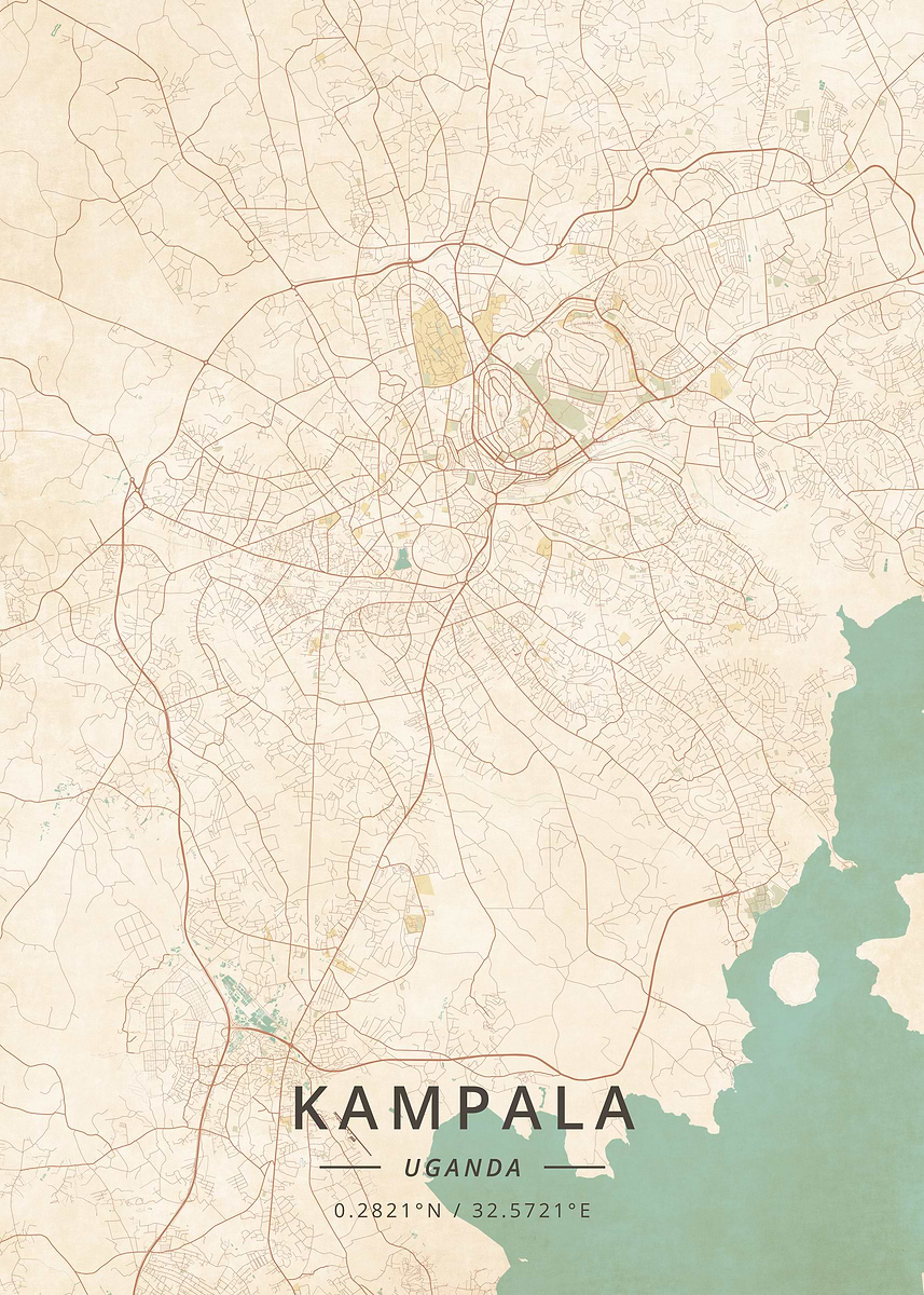 'Kampala Uganda' Poster, picture, metal print, paint by Designer Map ...