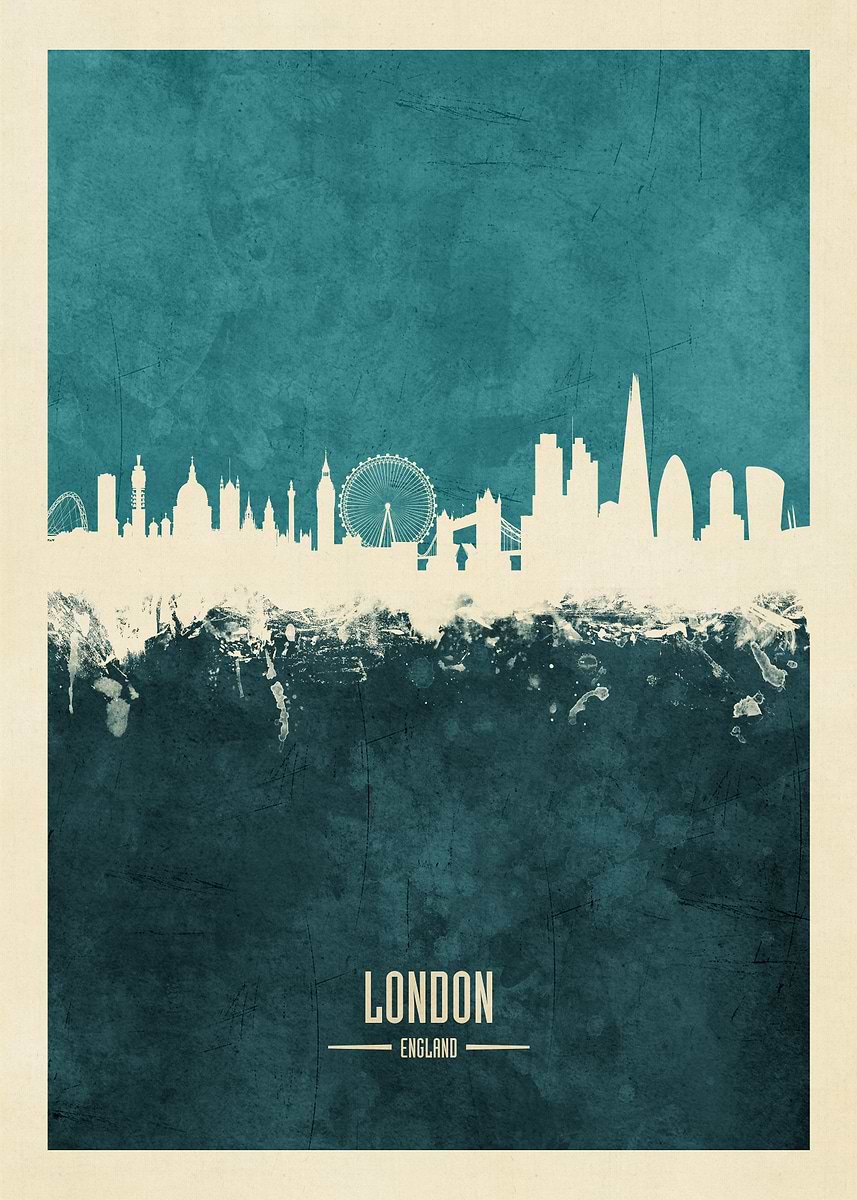 'London England Skyline' Poster, picture, metal print, paint by Michael ...