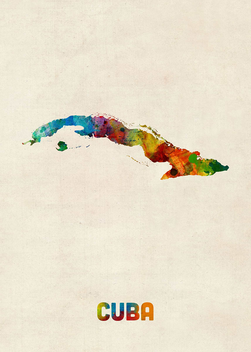 'Cuba Map' Poster, picture, metal print, paint by Michael Tompsett ...
