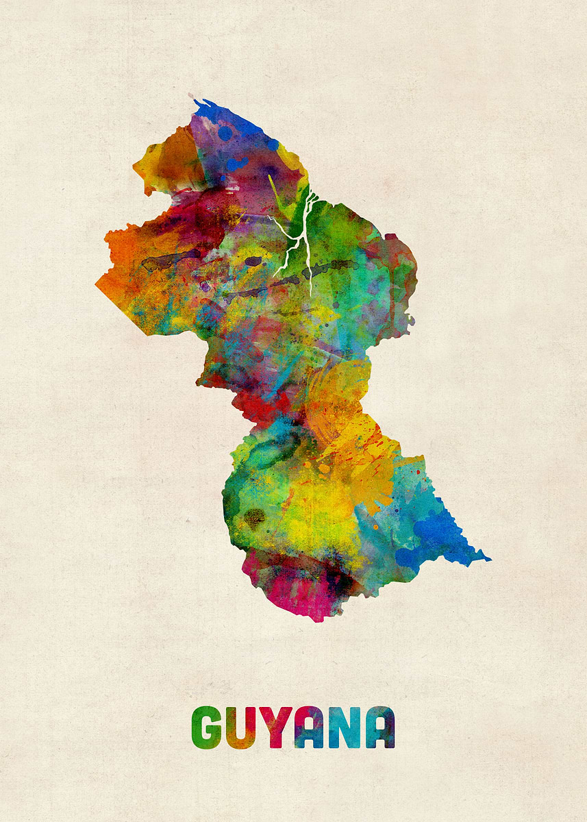 'Guyana Map' Poster, picture, metal print, paint by Michael Tompsett ...