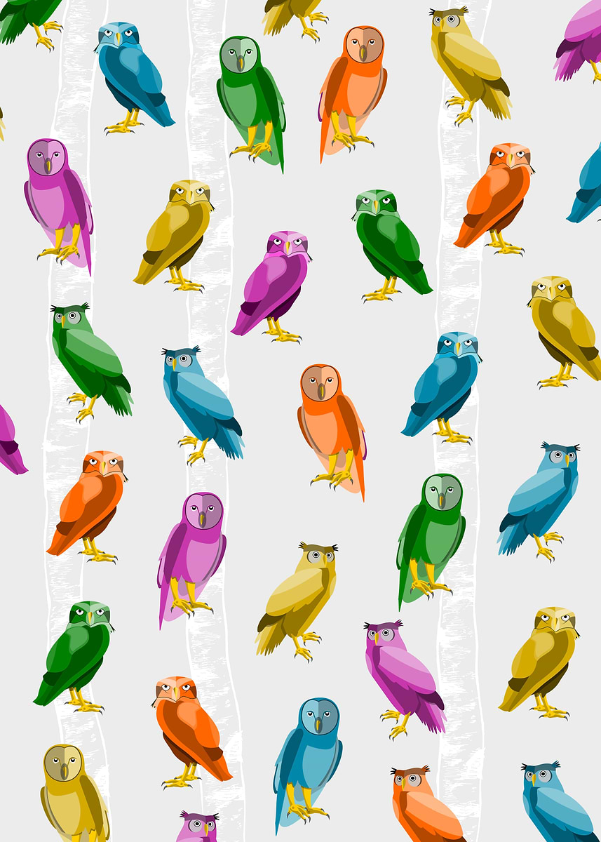 'Owl Pattern' Poster, picture, metal print, paint by mailbox disco ...
