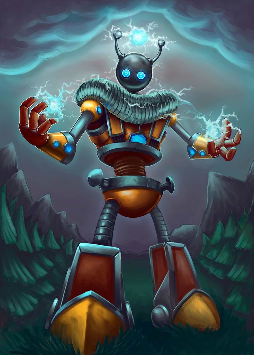 'Tesla Golem' Poster, picture, metal print, paint by Valentine Adonin ...