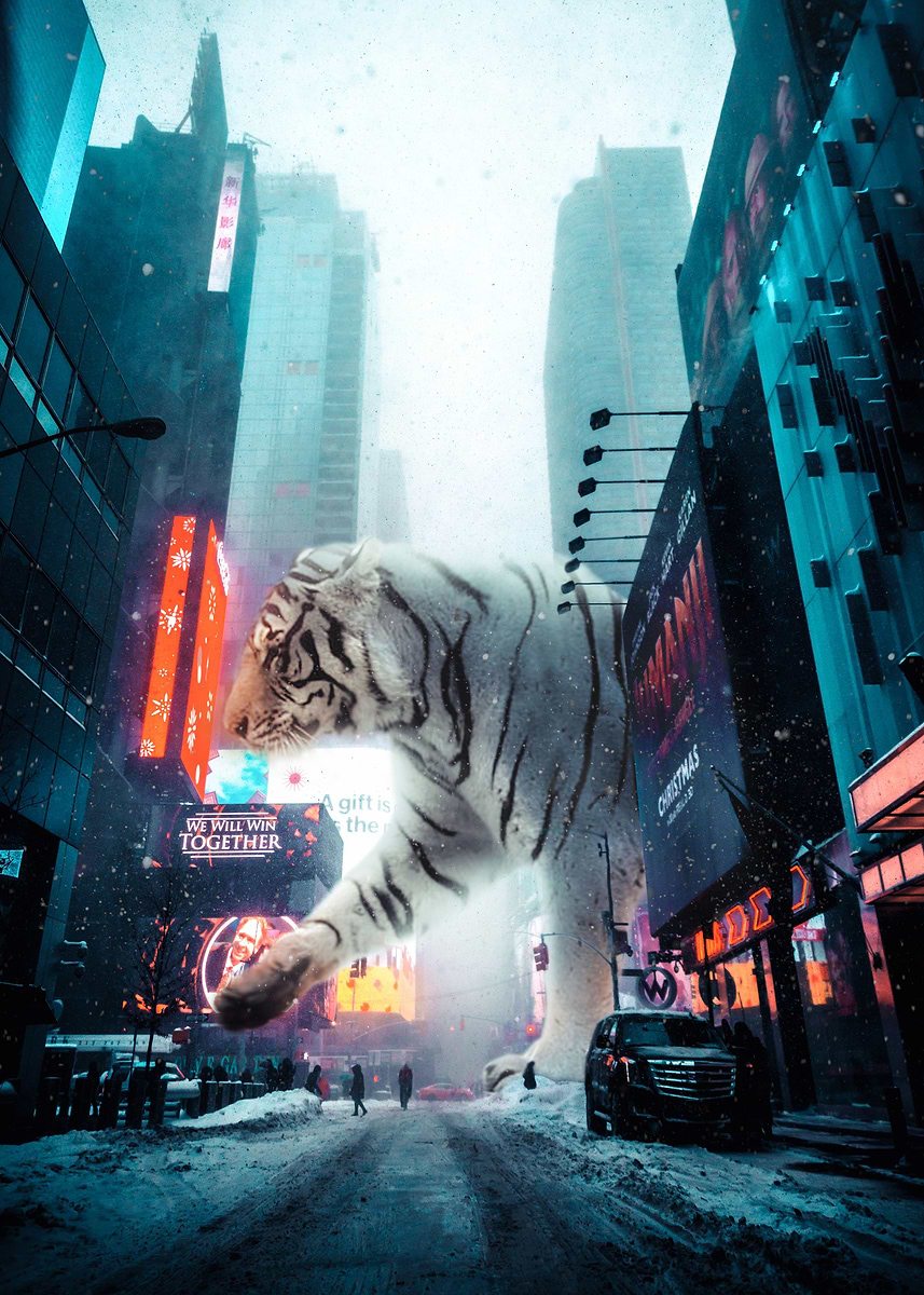 'Tiger City' Poster, picture, metal print, paint by AlexGraphex | Displate