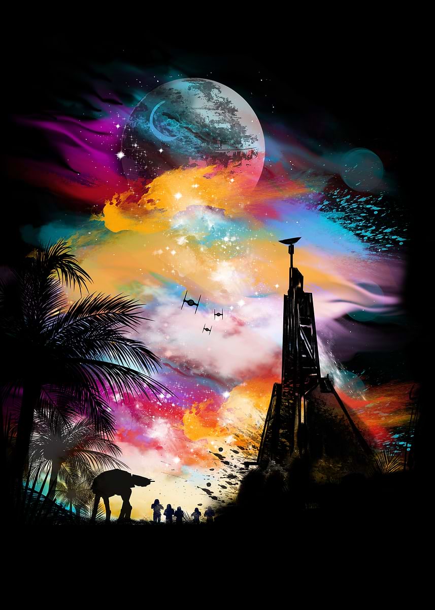 'sunset on scarif' Poster, picture, metal print, paint by Kharma Zero ...
