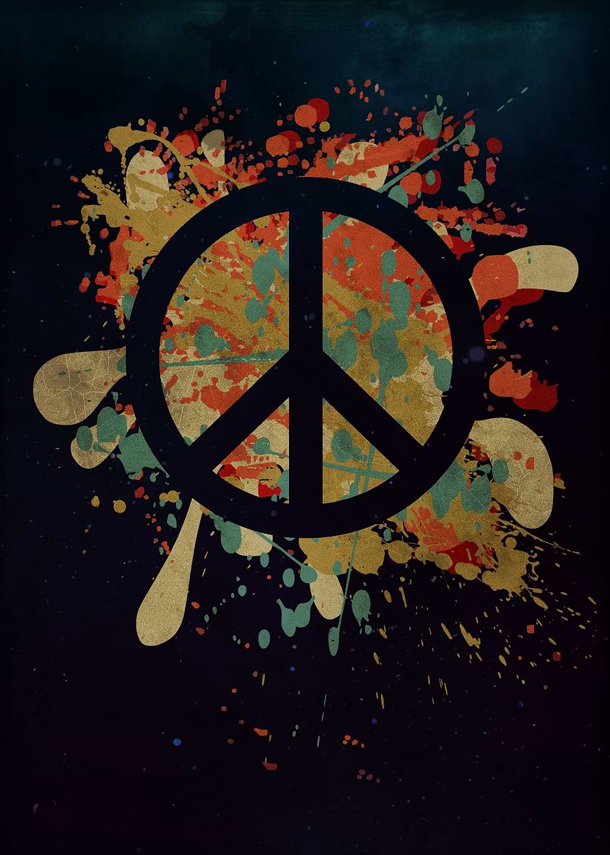 'Retro Peace Sign' Poster, picture, metal print, paint by Jay Diloy ...