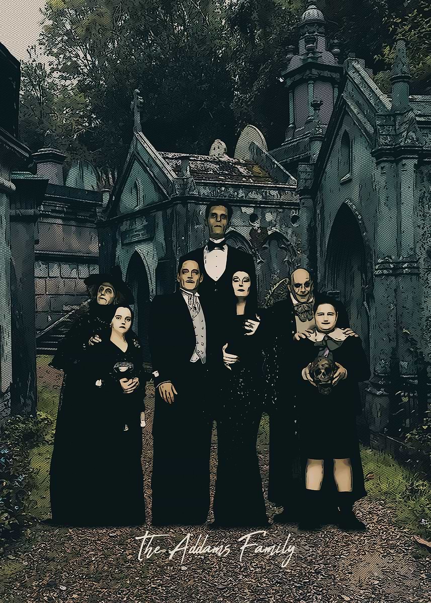 'The Addams Family' Poster, picture, metal print, paint by Apo | Displate
