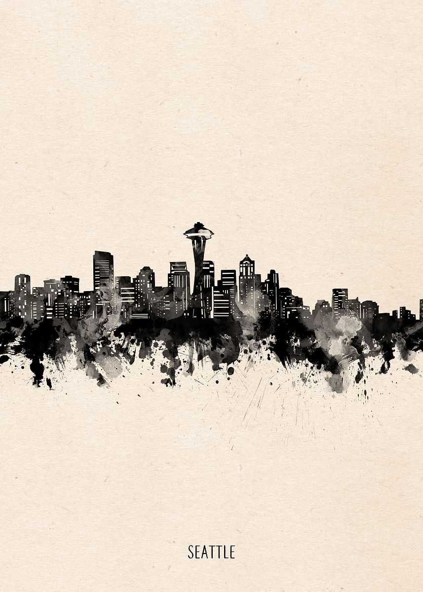 'seattle city portrait' Poster, picture, metal print, paint by Bekim ...