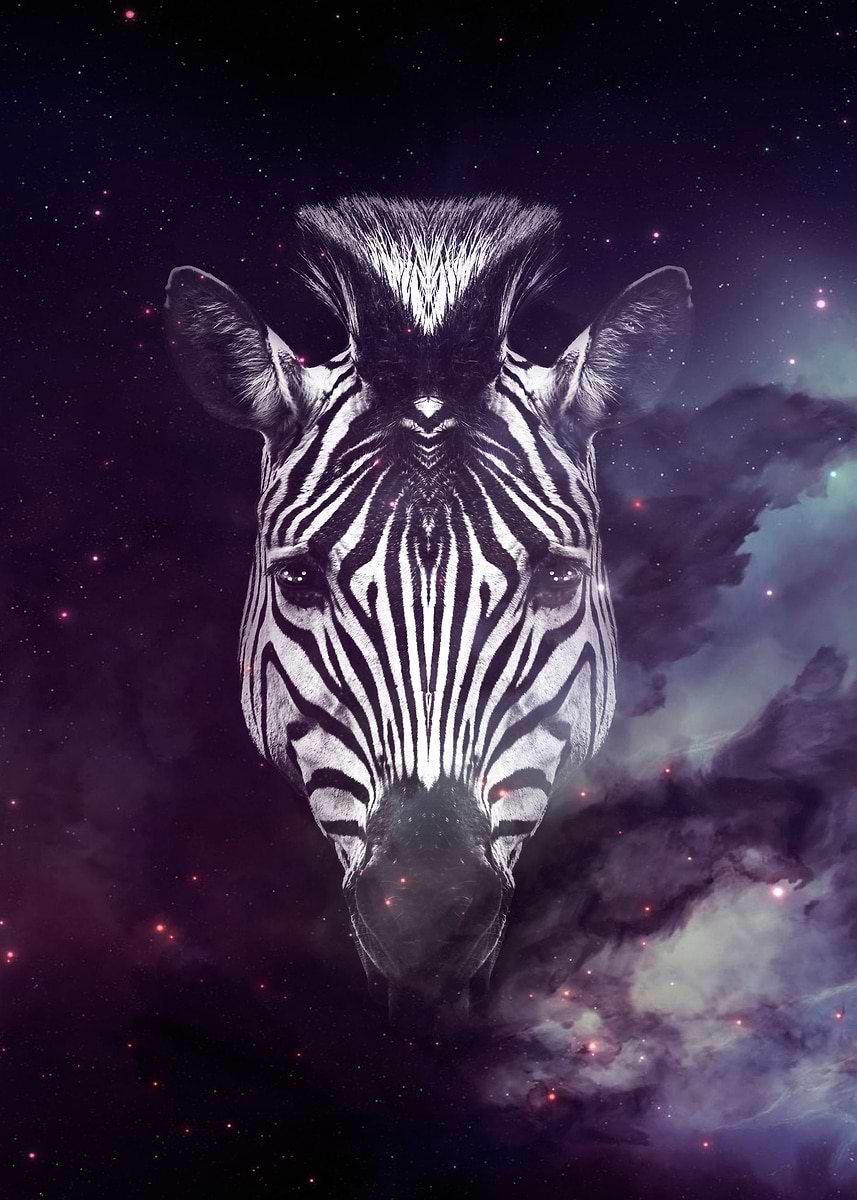 'Galaxy Zebra face wallpape' Poster, picture, metal print, paint by mk ...