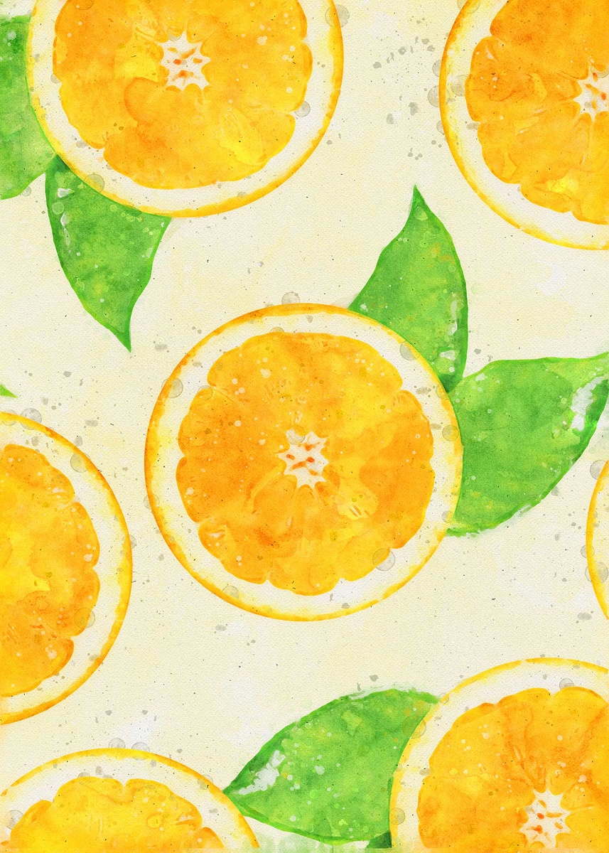 'Orange watercolor' Poster, picture, metal print, paint by Klark Konrad ...