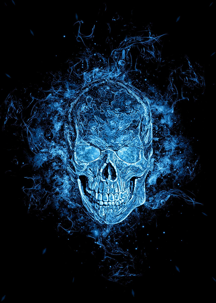 'Blue Skull' Poster, picture, metal print, paint by Freak Creator ...