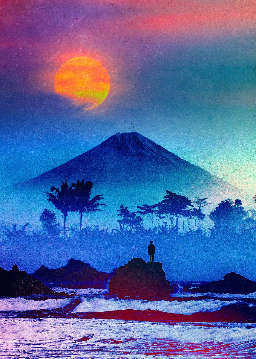 'The Volcano And The Sunset' Poster, picture, metal print, paint by ...