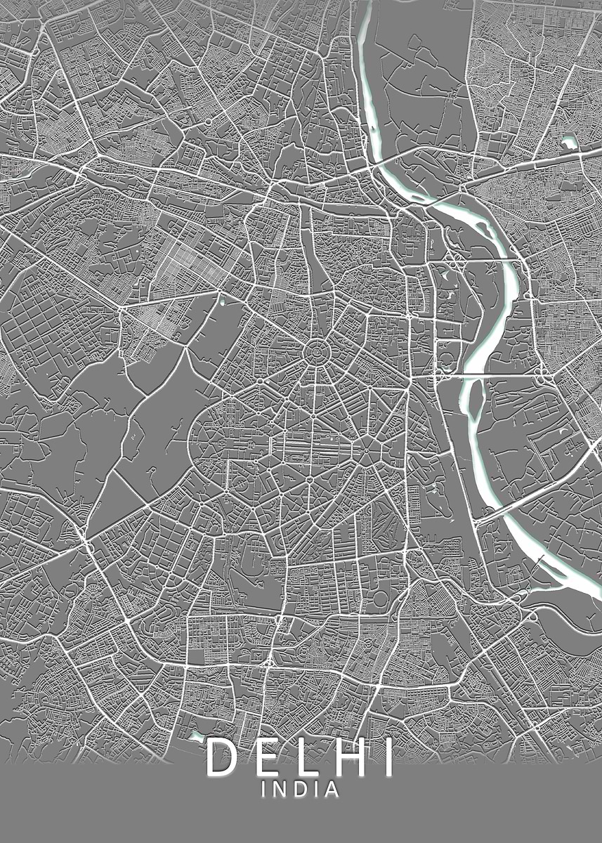 ' Delhi Grey City Map' Poster, picture, metal print, paint by City Map ...