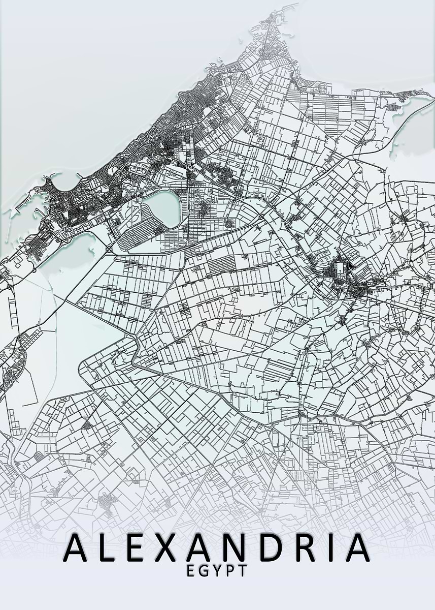 'Alexandria White City Map' Poster, picture, metal print, paint by City ...