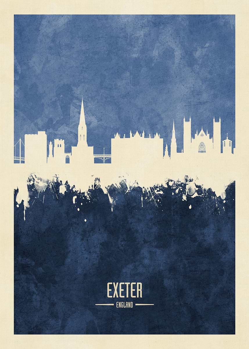 'Exeter England Skyline' Poster, picture, metal print, paint by Michael ...
