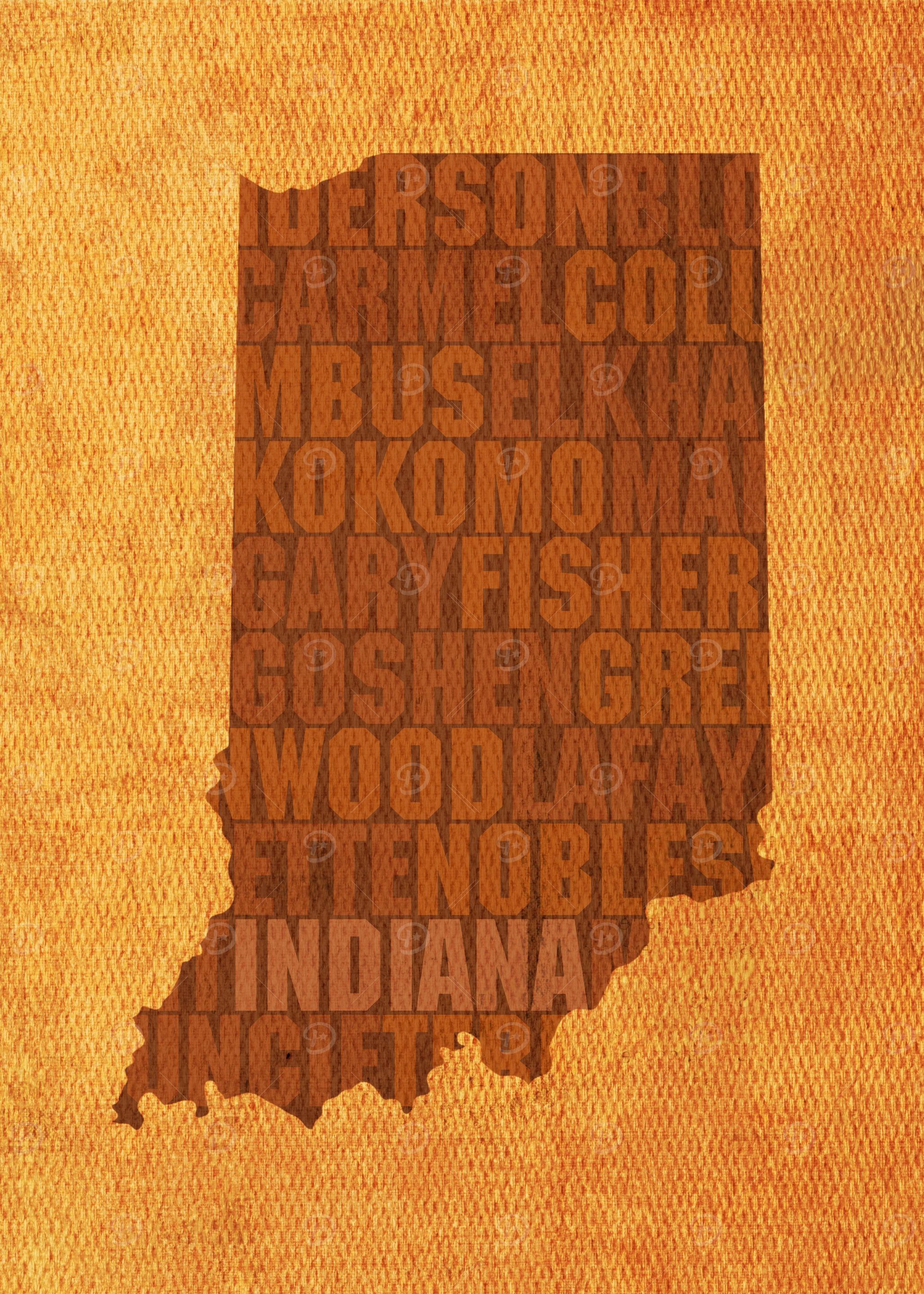 'Indiana State Words' Poster, picture, metal print, paint by Design ...