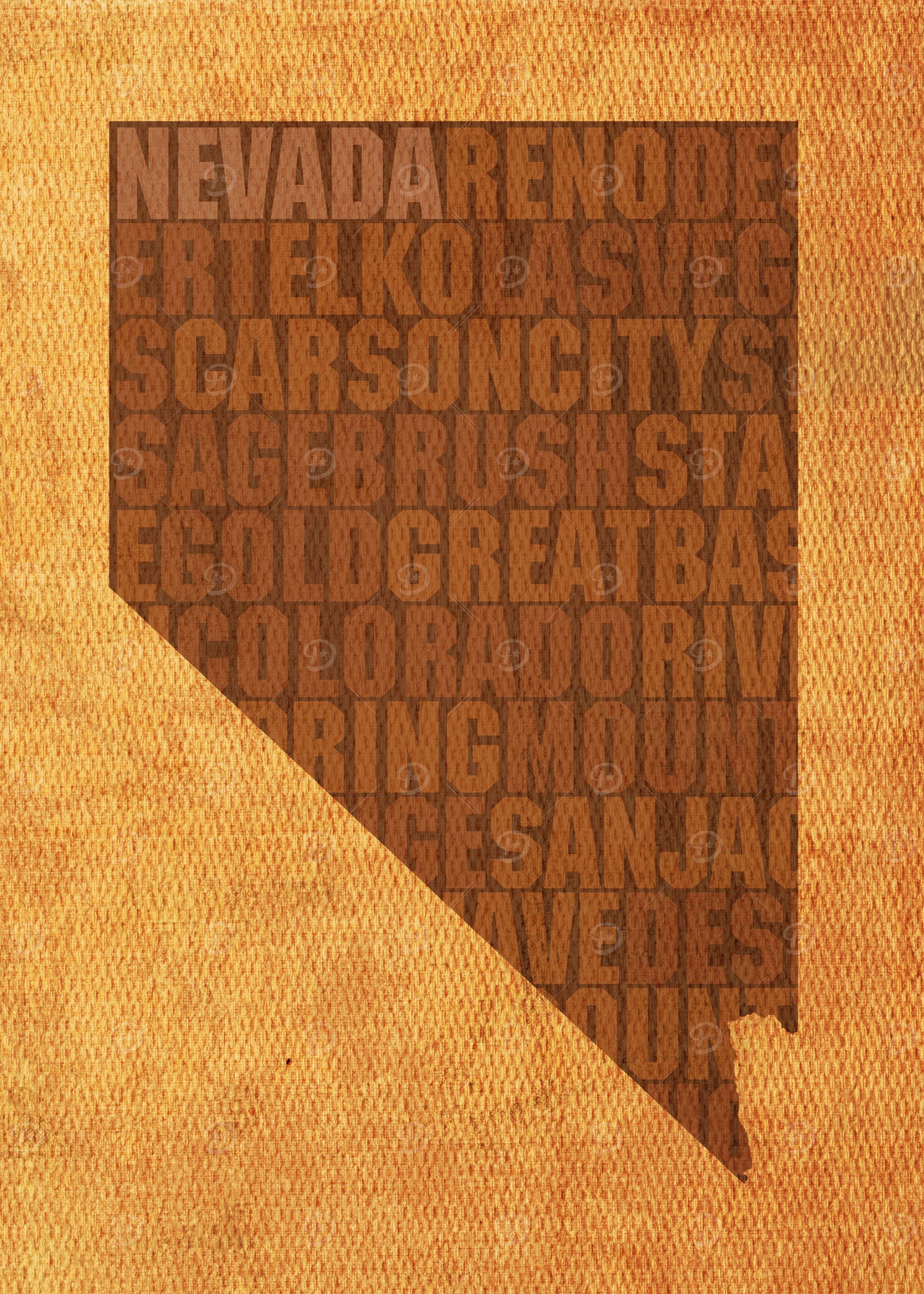 'Nevada State Words' Poster, picture, metal print, paint by Design ...