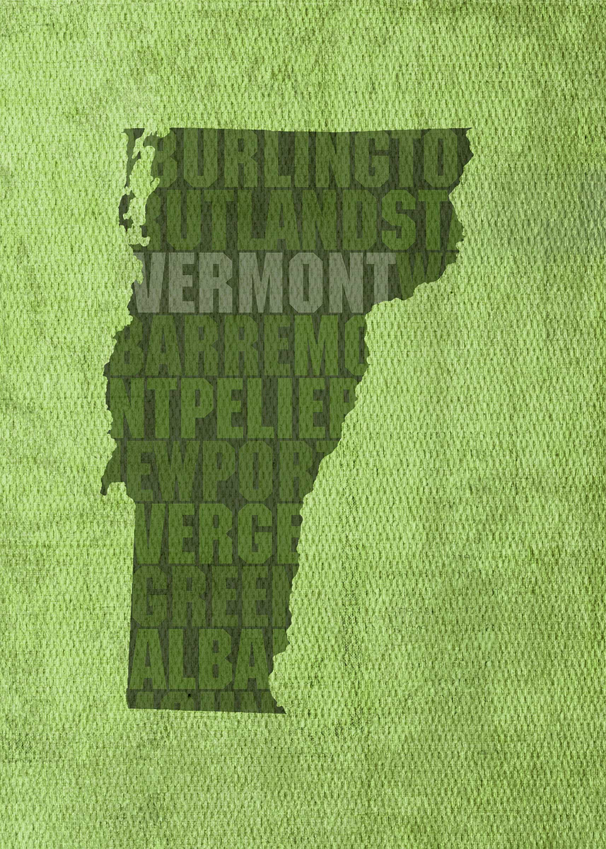 'Vermont State Words' Poster, picture, metal print, paint by Design ...