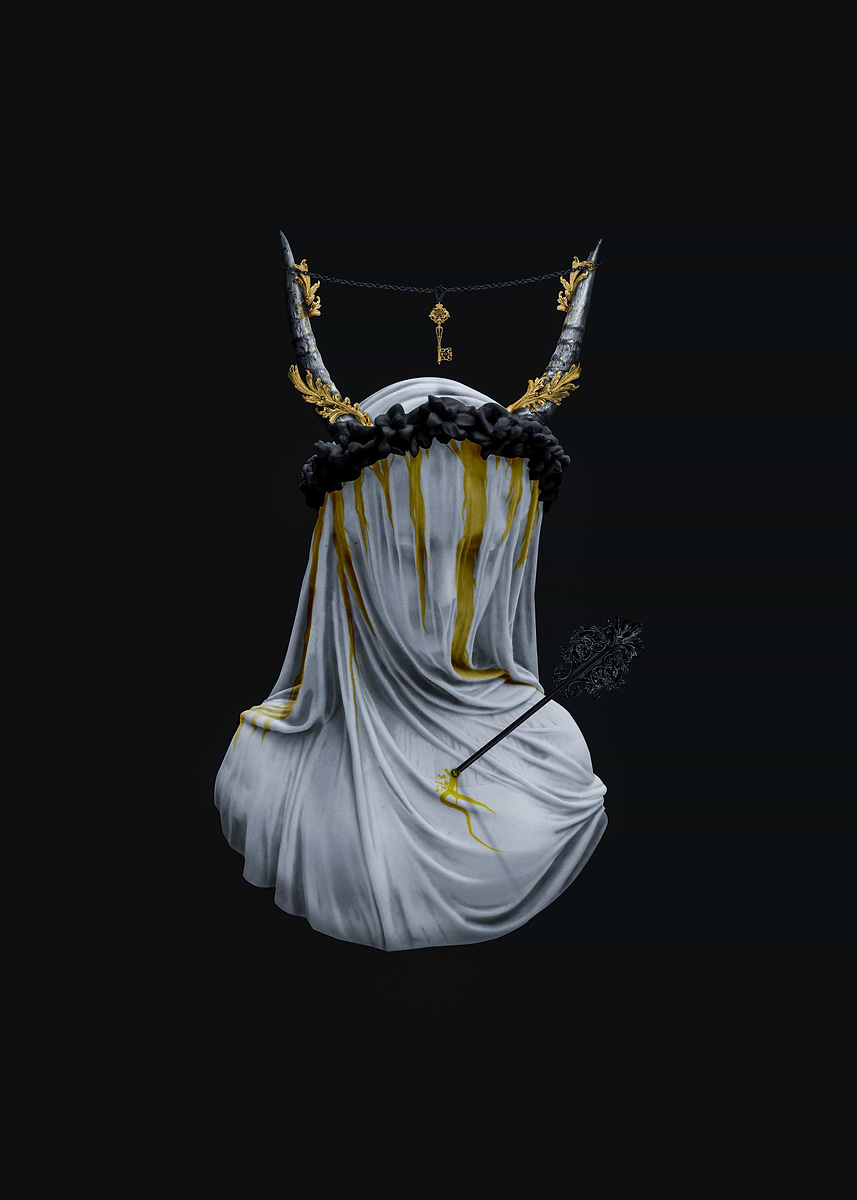 'Veiled maiden, old statue' Poster, picture, metal print, paint by ...