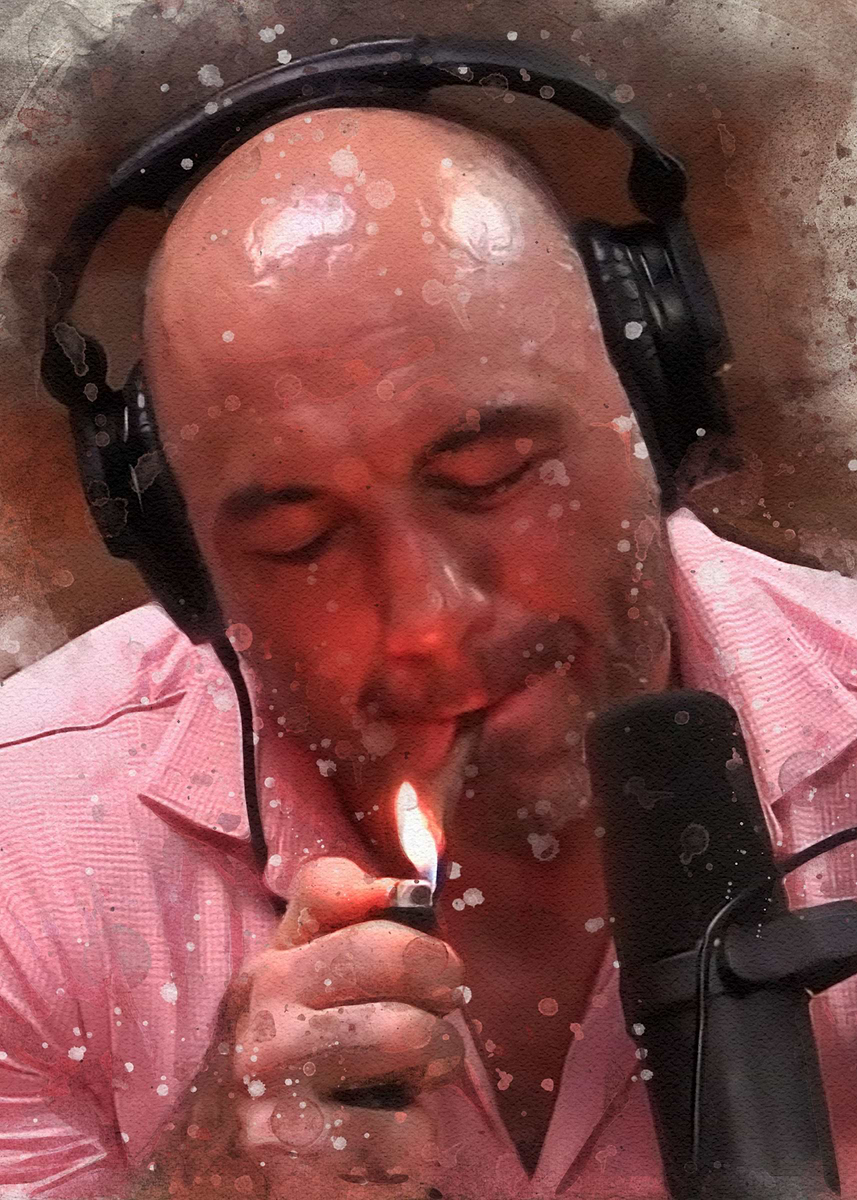 'Joe Rogan smoking weed' Poster, picture, metal print, paint by Kitty ...
