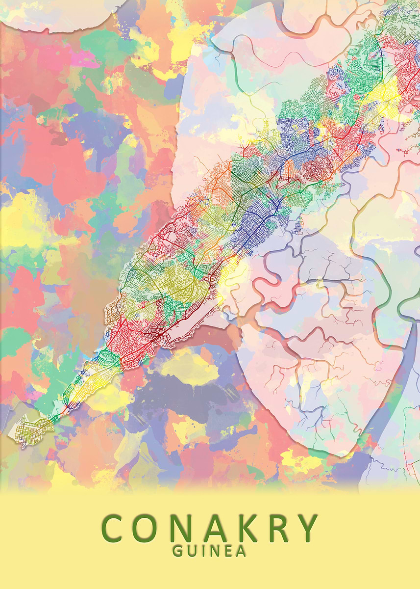 'Conakry Guinea City map' Poster, picture, metal print, paint by City ...