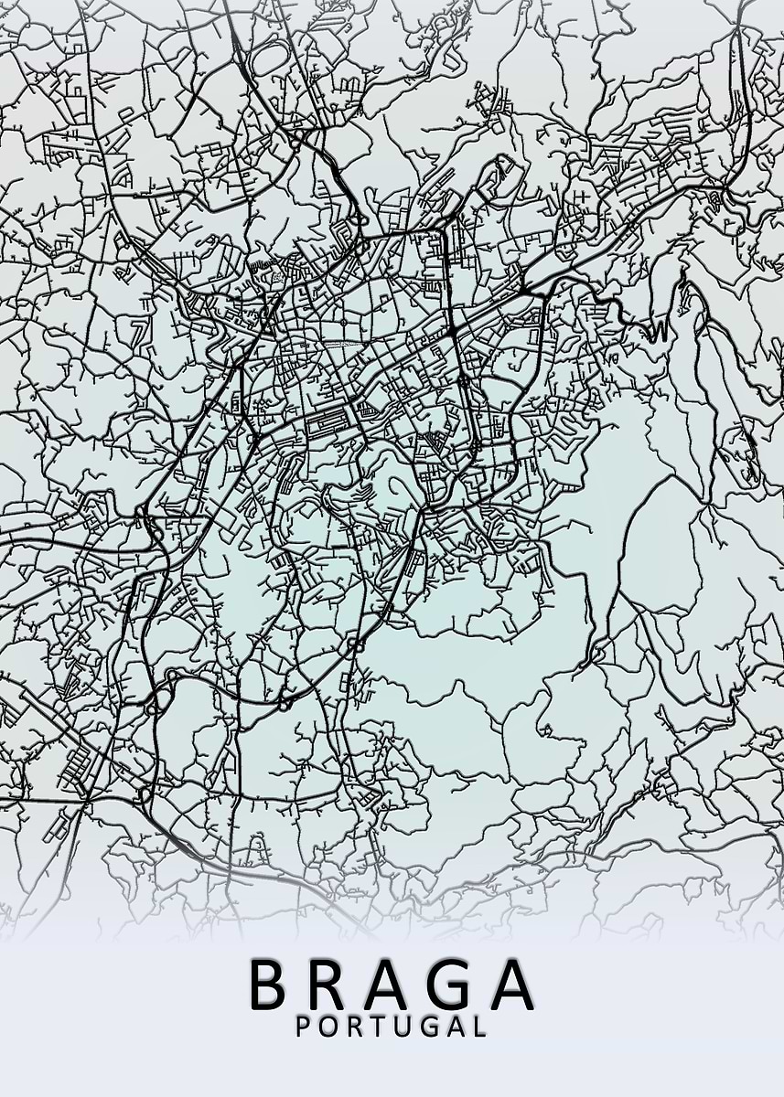 'Braga Portugal City Map' Poster, picture, metal print, paint by City ...