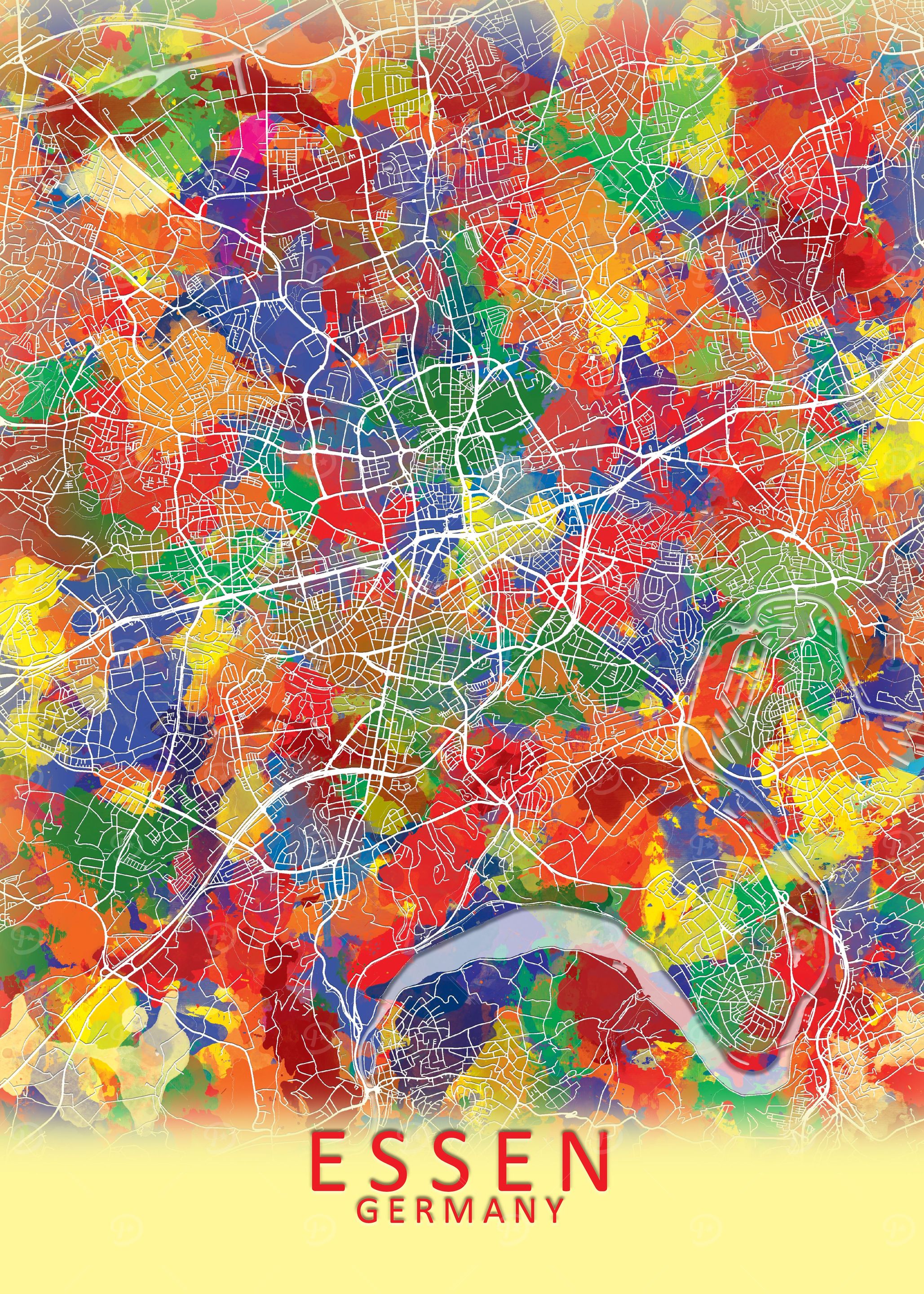 'Essen Germany City Map' Poster, picture, metal print, paint by City ...