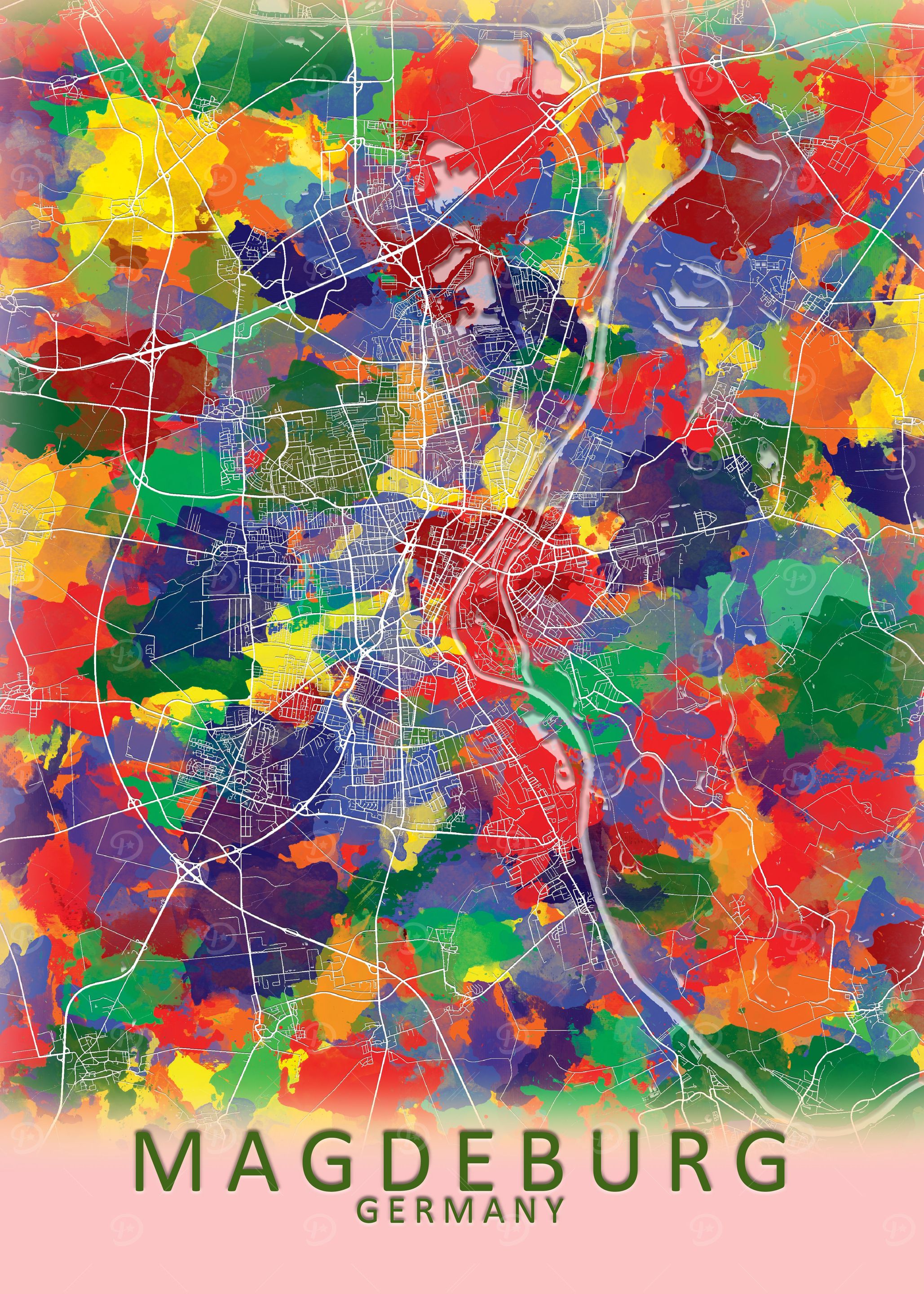 'Magdeburg Germany City Map' Poster, picture, metal print, paint by ...