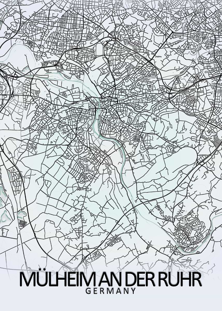 'Mulheim Germany City Map' Poster, picture, metal print, paint by City ...