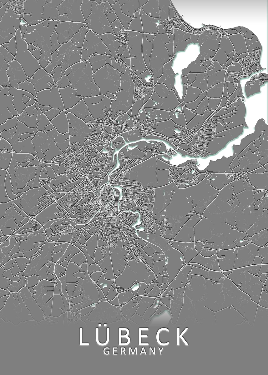 'Lubeck Germany City Map' Poster, picture, metal print, paint by City ...