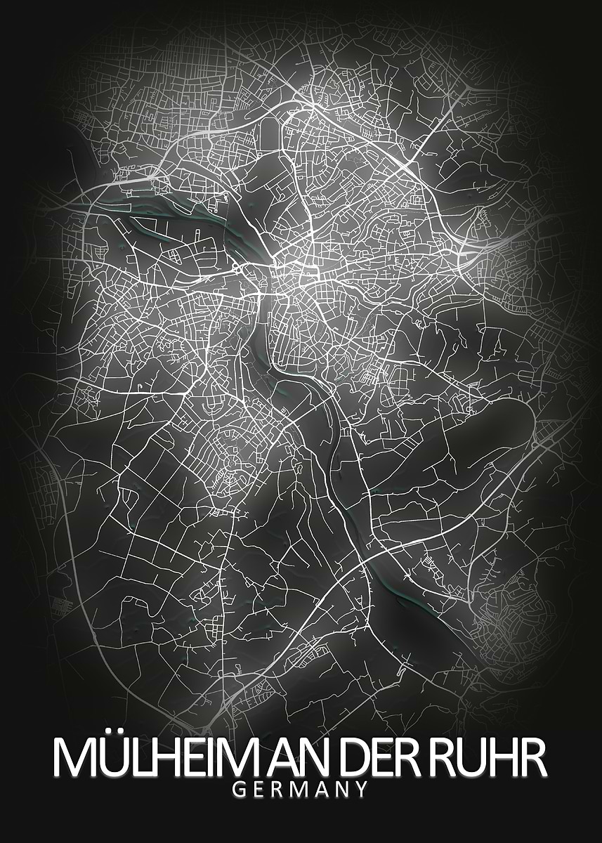 'Mulheim Germany City Map' Poster, picture, metal print, paint by City ...