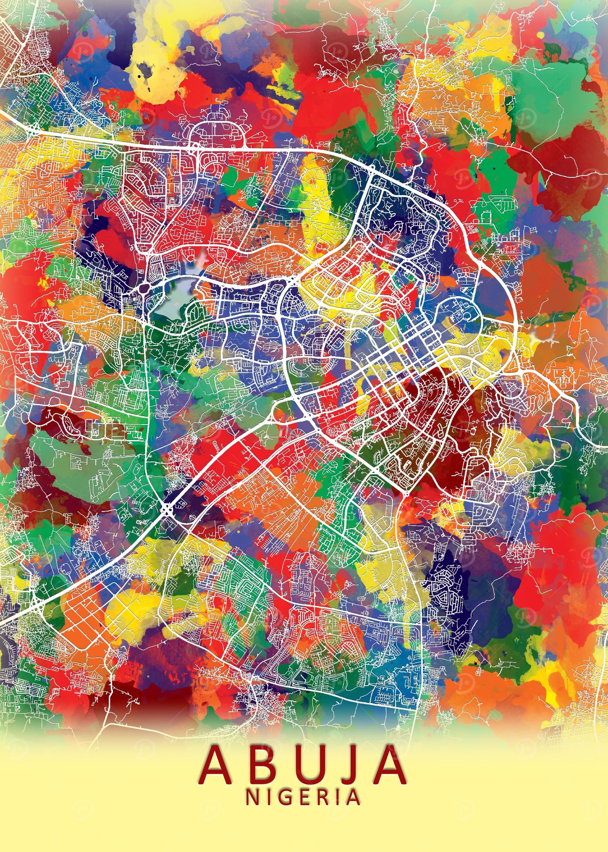 'Abuja Nigeria City Map' Poster, picture, metal print, paint by City ...