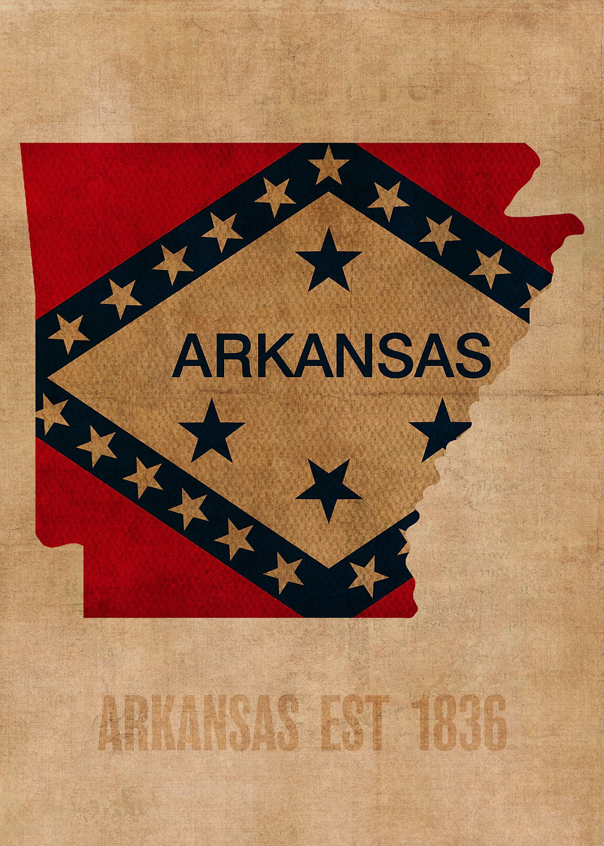 'Arkansas State Flag Map' Poster, picture, metal print, paint by Design ...