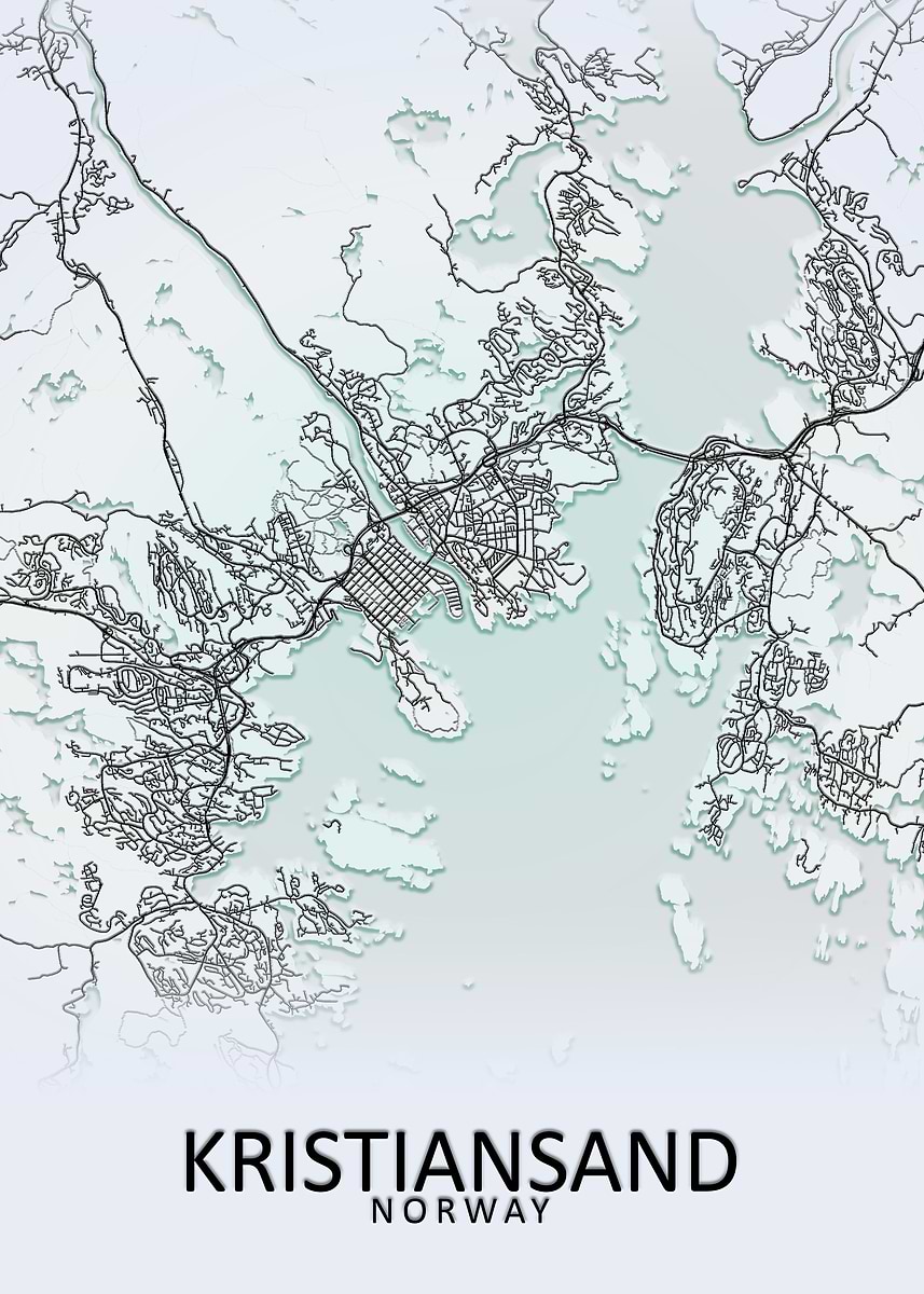 'Kristiansand City Map' Poster, picture, metal print, paint by City Map ...