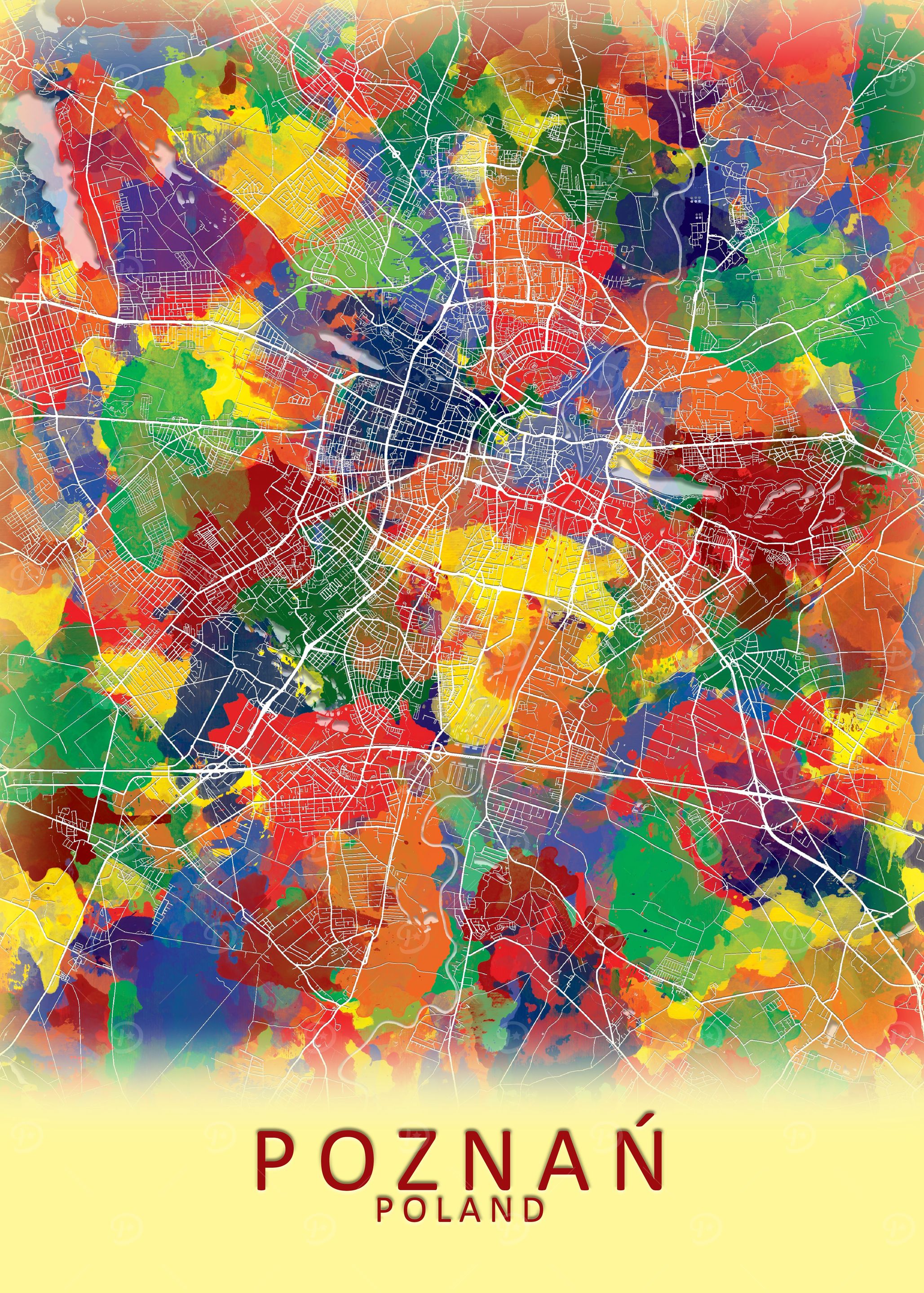 'Poznan Poland City Map' Poster, picture, metal print, paint by City ...