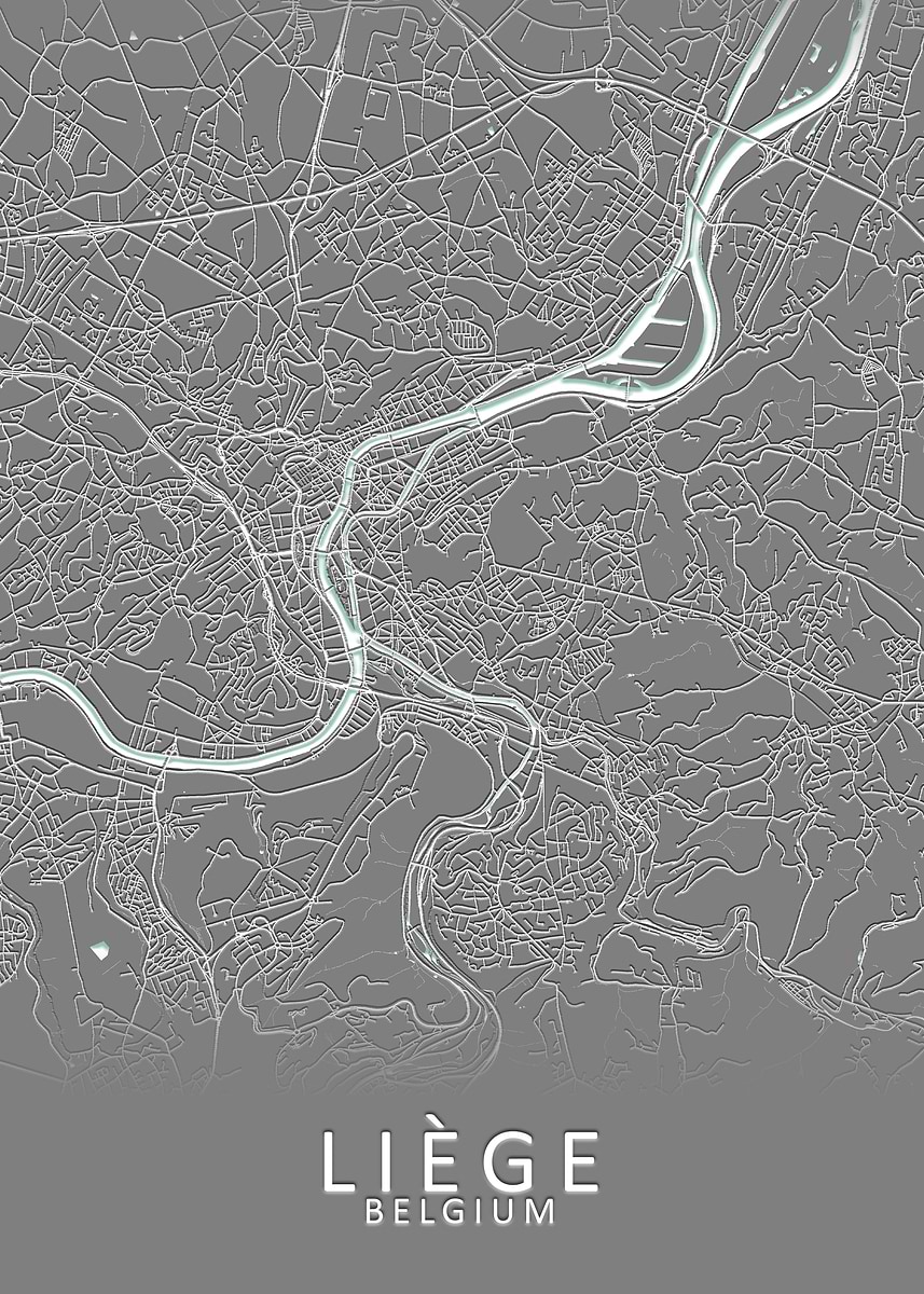 'Liege Belgium City Map' Poster, picture, metal print, paint by City ...