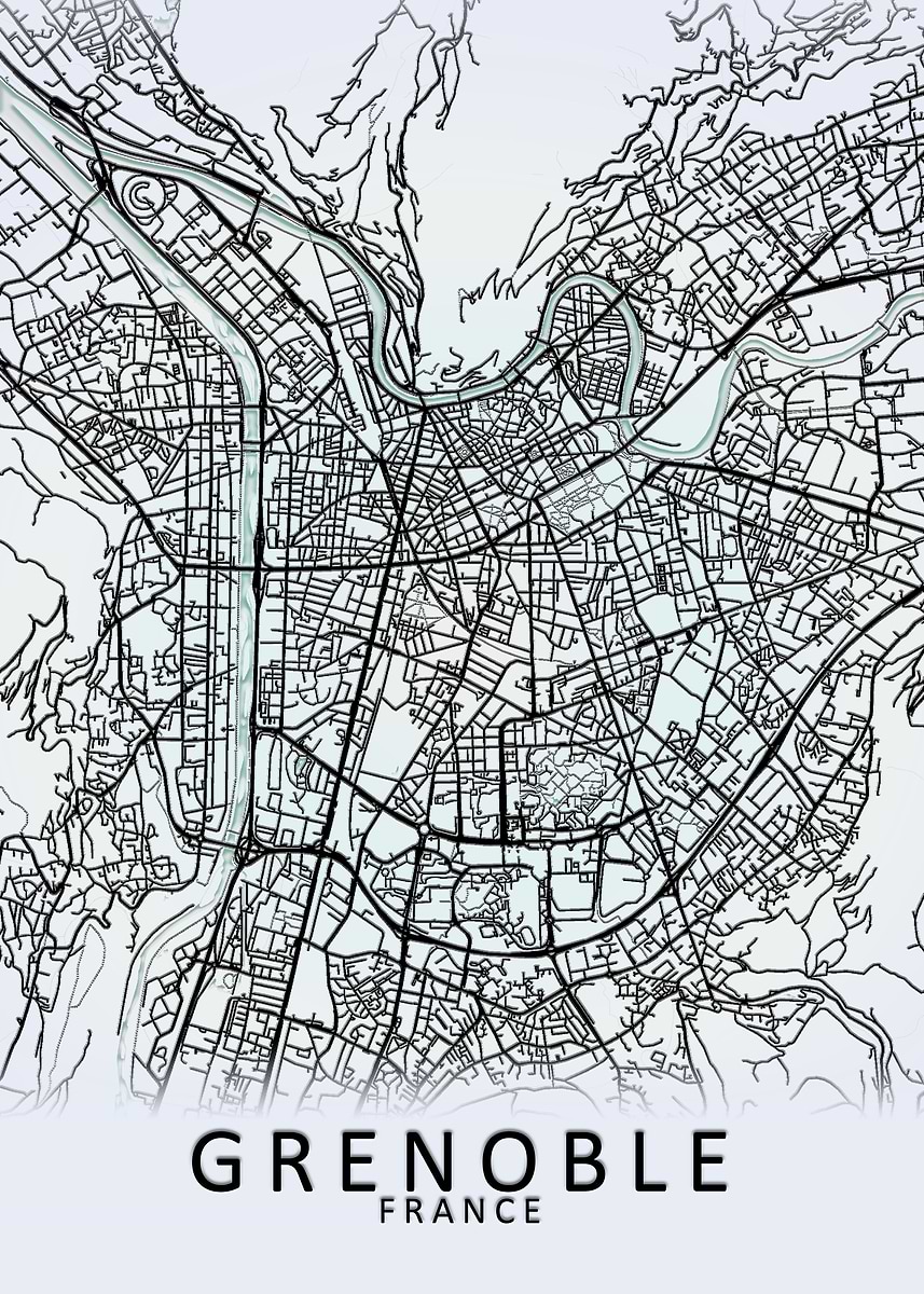 'Grenoble France City Map' Poster, picture, metal print, paint by City ...