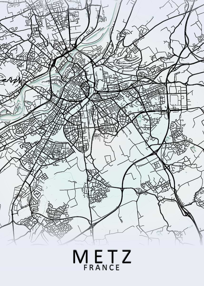 'Metz France City Map' Poster, picture, metal print, paint by City Map ...