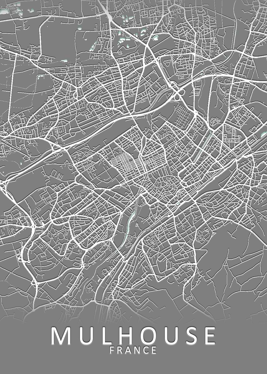 'Mulhouse France City Map' Poster, picture, metal print, paint by City ...