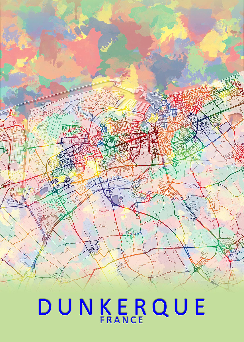 'Dunkerque France City Map' Poster, picture, metal print, paint by City ...
