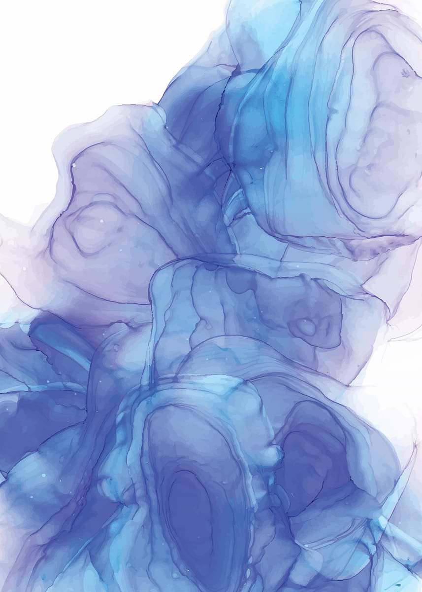 'Indigo Alcohol Ink' Poster, picture, metal print, paint by Jen | Displate