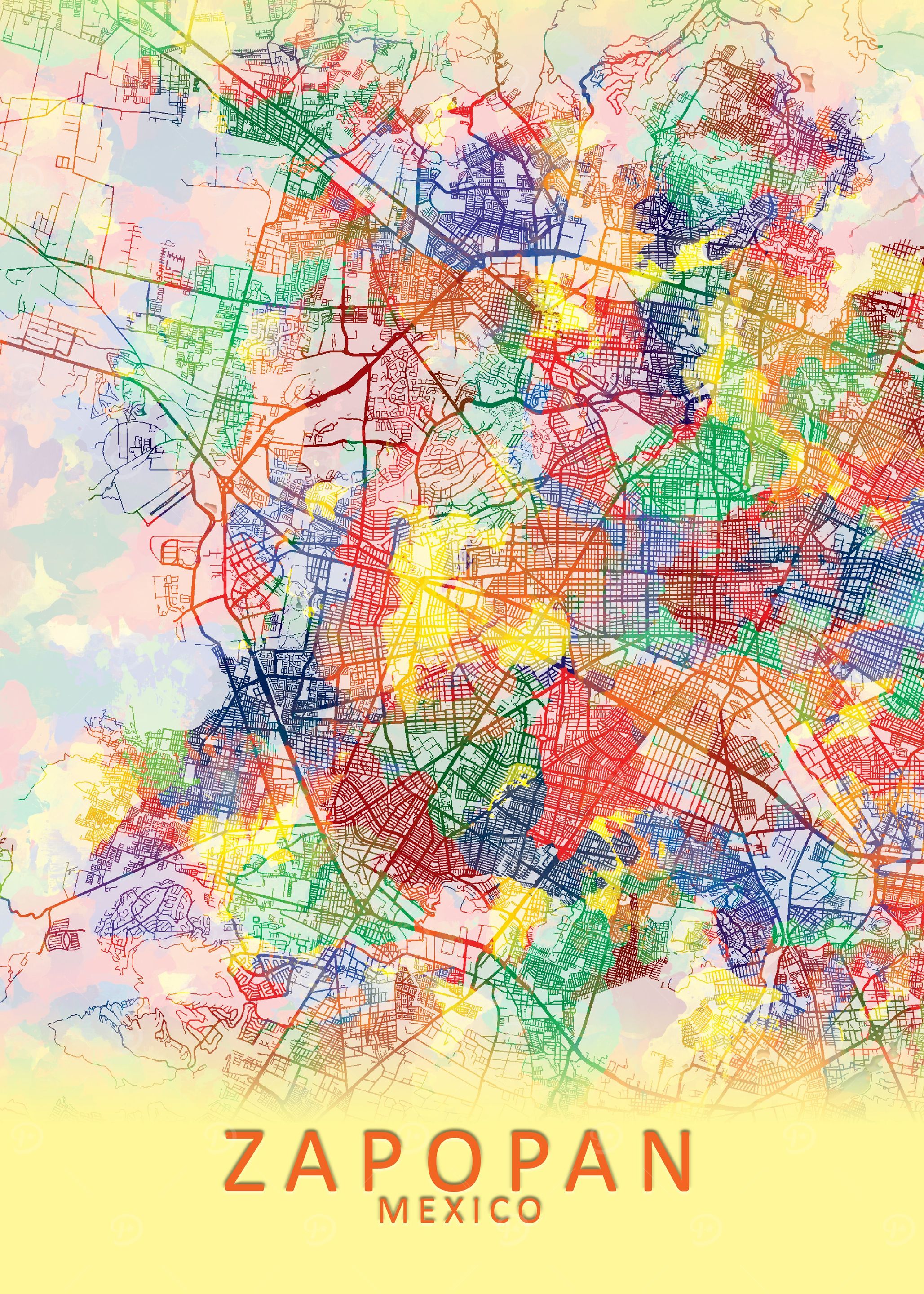 'Zapopan Mexico City Map' Poster, picture, metal print, paint by City ...
