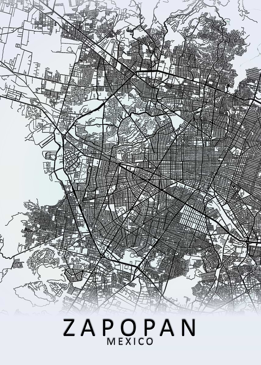 'Zapopan Mexico City Map' Poster, picture, metal print, paint by City ...