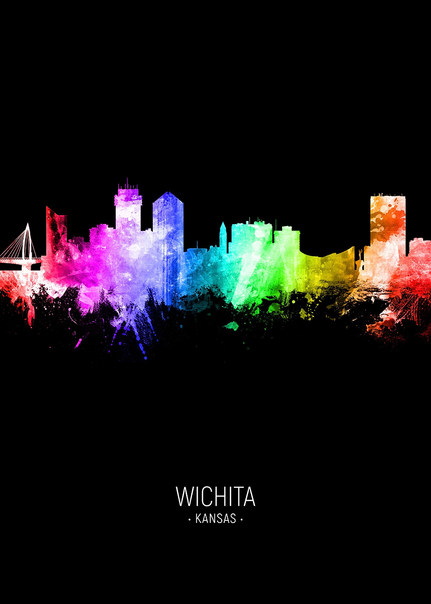 'Wichita Kansas Skyline' Poster, picture, metal print, paint by Michael ...