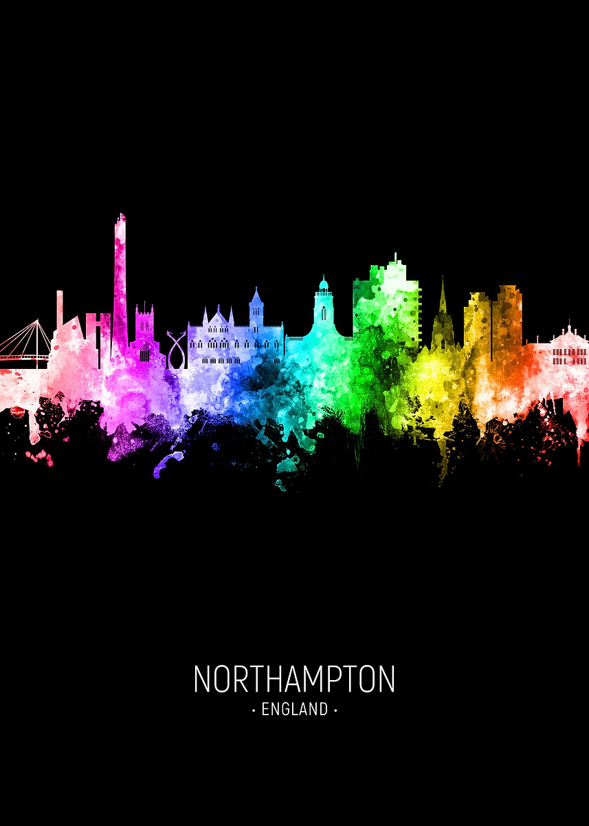 'Northampton Skyline' Poster, picture, metal print, paint by Michael ...