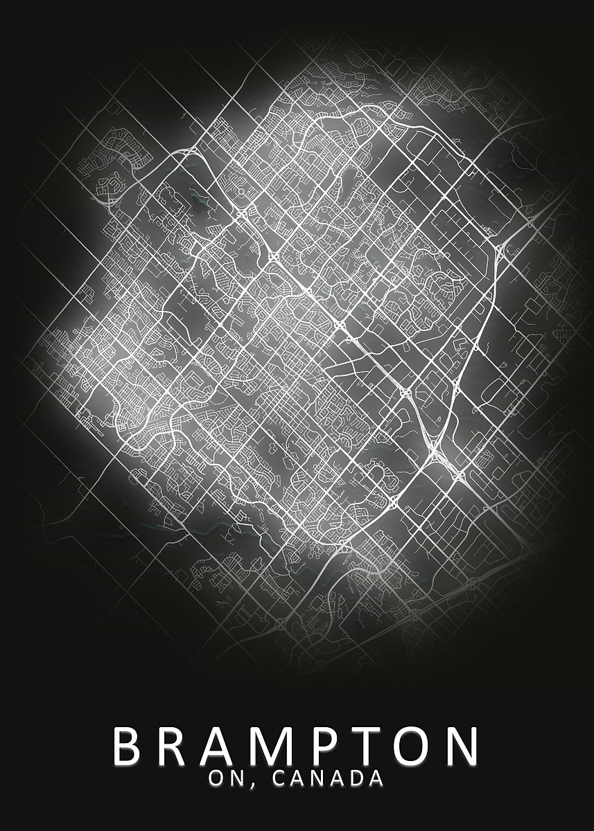 'Brampton Canada City Map' Poster, picture, metal print, paint by City ...